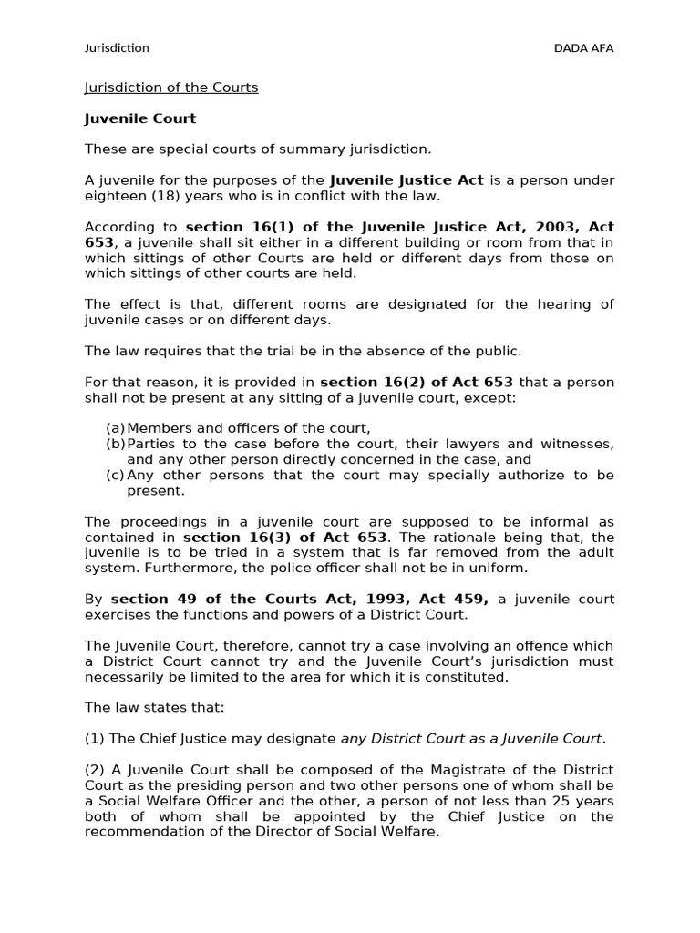 Jurisdiction of Juvenile and District Courts | PDF | Appellate Court ...