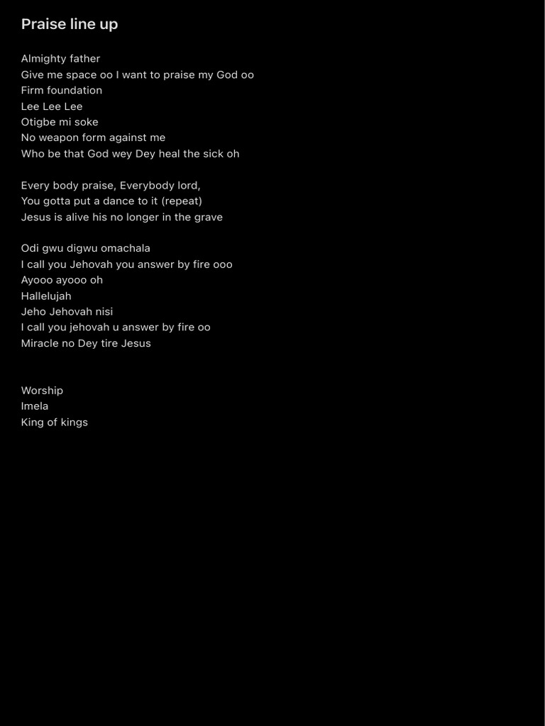 Praise Line Up | PDF