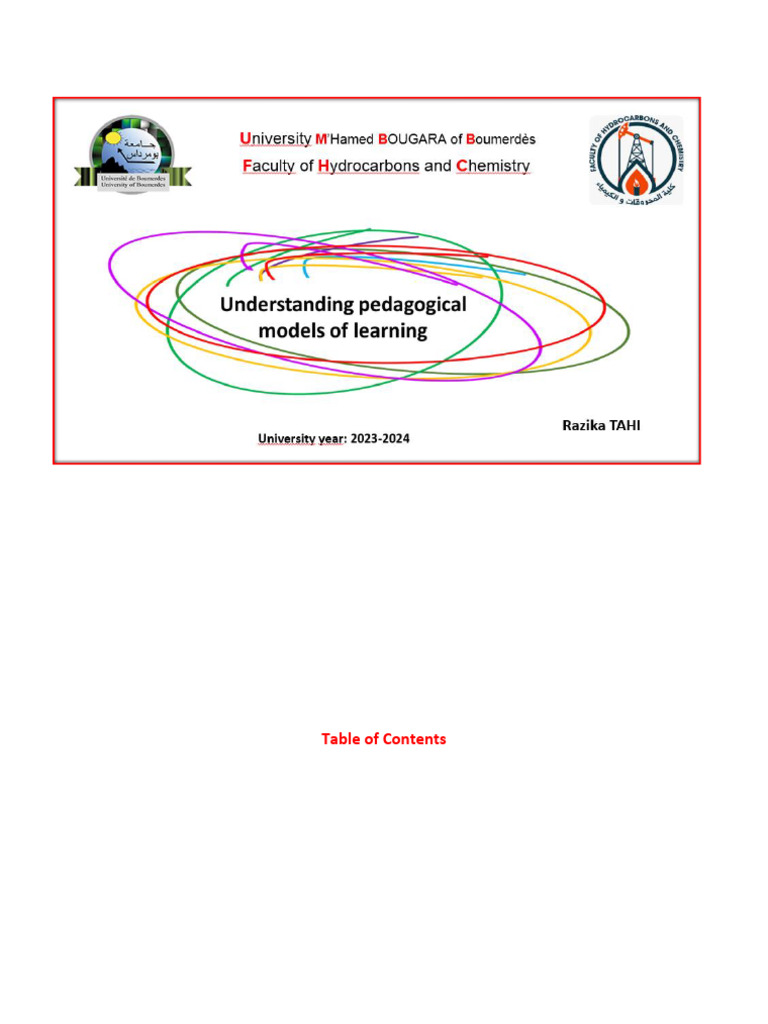 R. Tahi. Understanding Pedagogical Models of Learning 2d | PDF | Learning | Memory