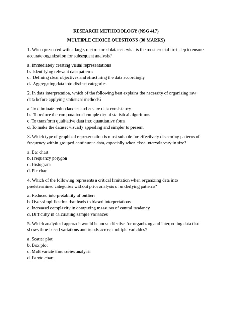 Research Methodology Questions 2024 U.I EDITED | PDF | Mean | Mode ...