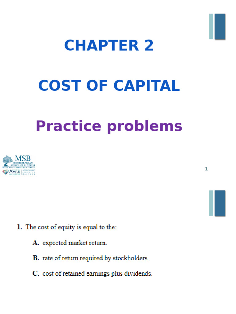 The Cost of Capital Practice Problems | PDF