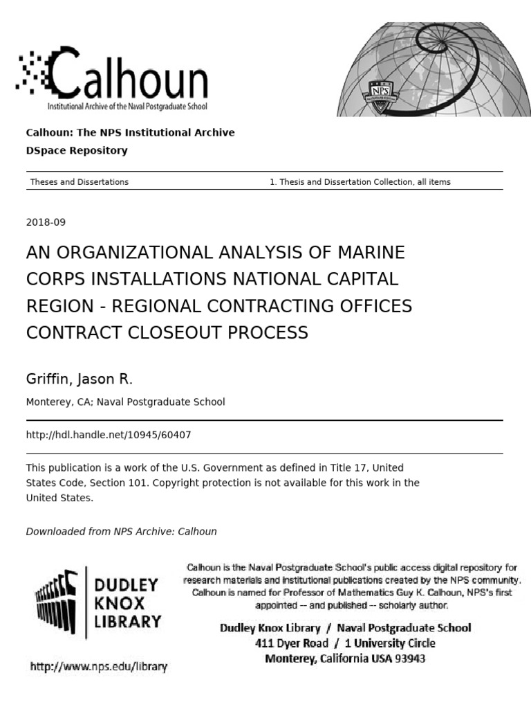 An organizational analysis of marine corps installations national ...