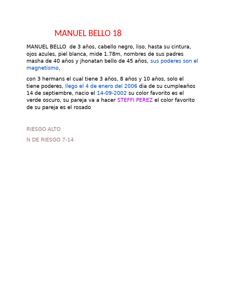 Manuel Bello: Niño con Poderes Magneticos | PDF