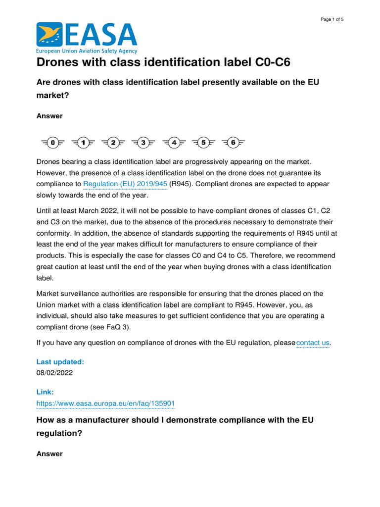 EASA - Drones With Class Identification Label C0C6 (1) (1) | PDF