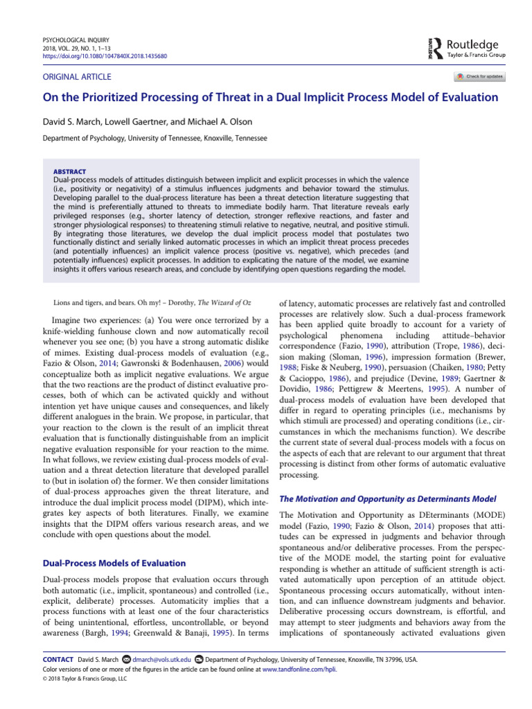 March et al. - On the prioritized processing of threat in a dual implicit process model of ...
