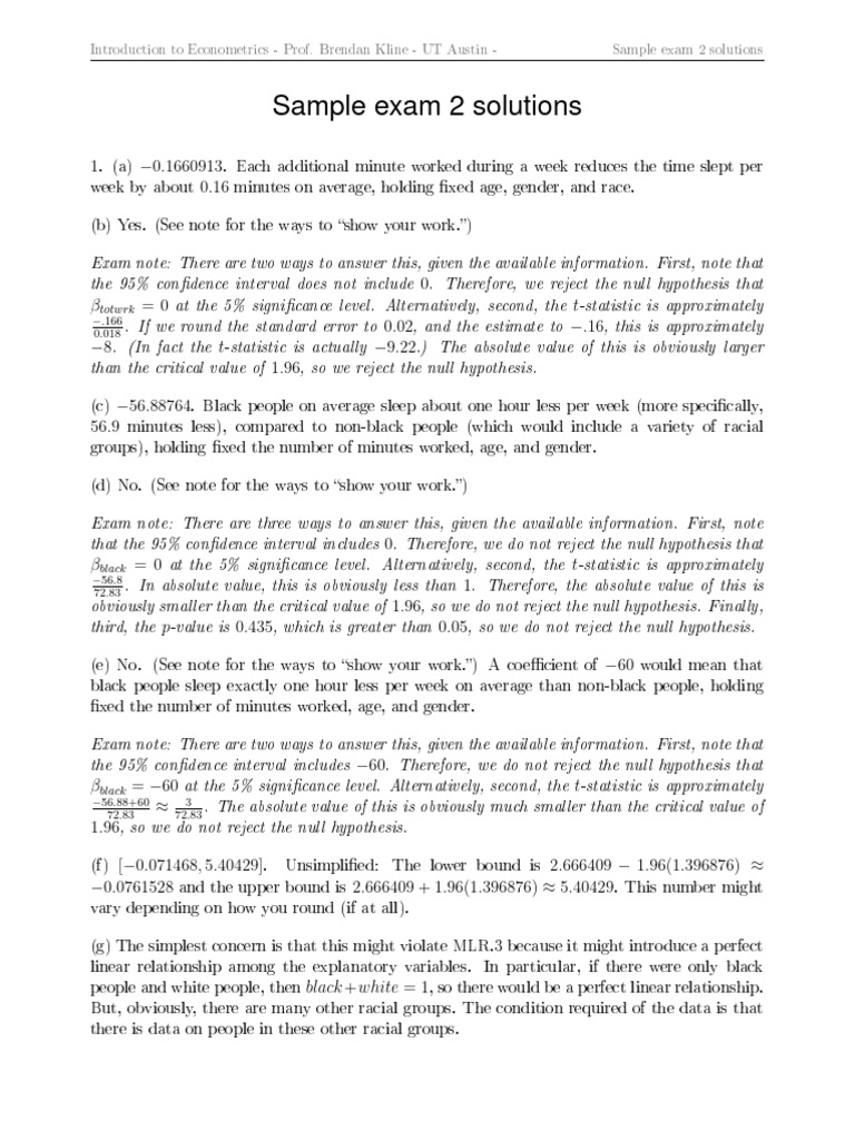 Exam2 Practice Solutions | PDF | P Value | Normal Distribution