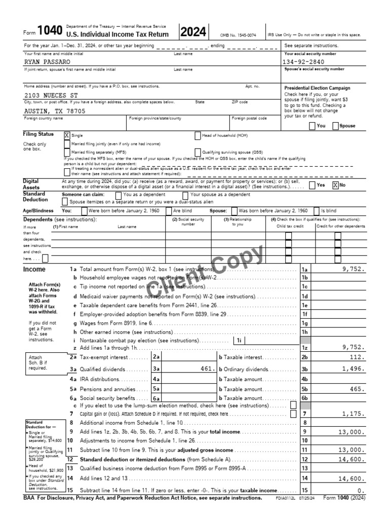 2024 IRS Form 1040 Overview | PDF | Irs Tax Forms | Capital Gain