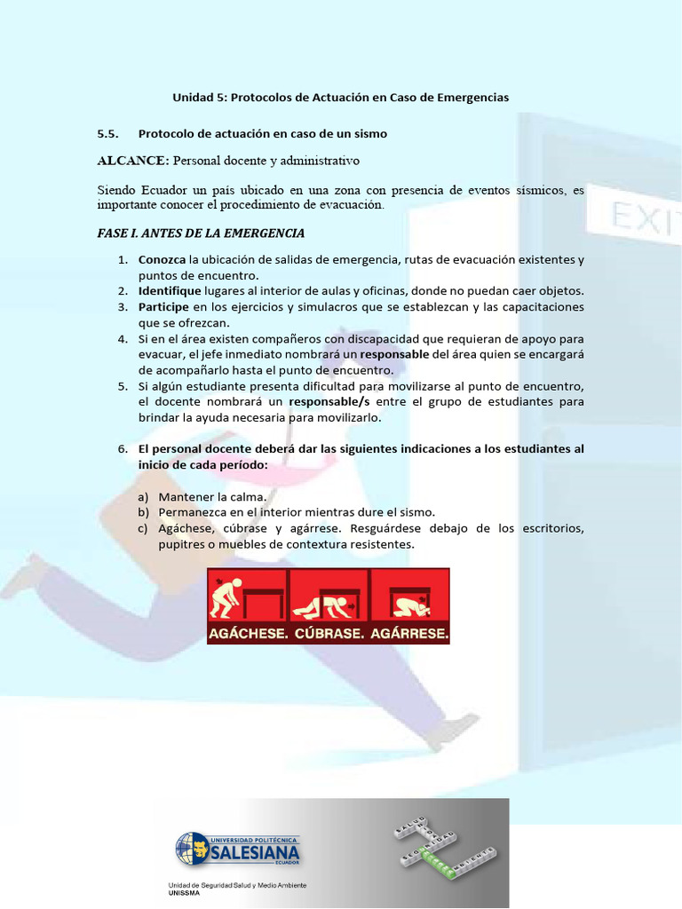 5.5. Protocolo de Actuación en Caso de Un Sismo | PDF