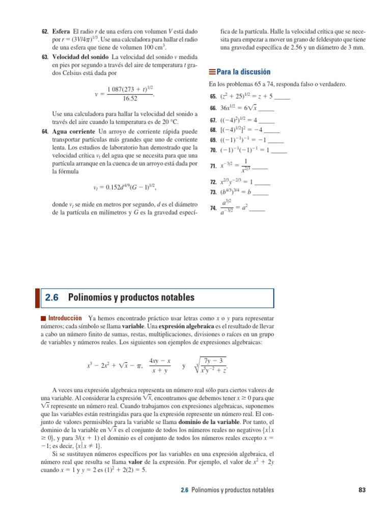Polinomios y Productos Notables | PDF | Variable (Matemáticas) | Fórmula