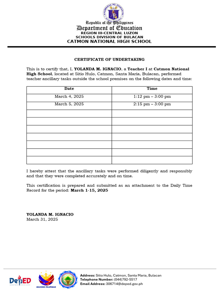 01-Certificate-of-Undertaking (1) | PDF