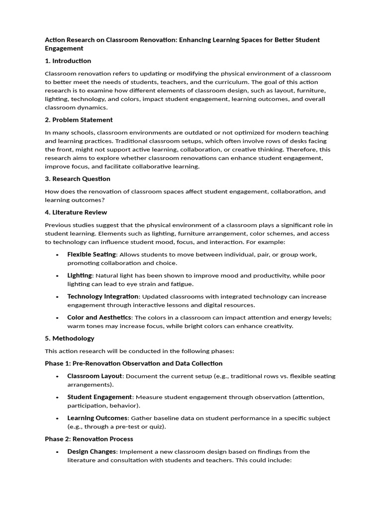 Action Research On Classroom Renovation | PDF | Classroom | Learning