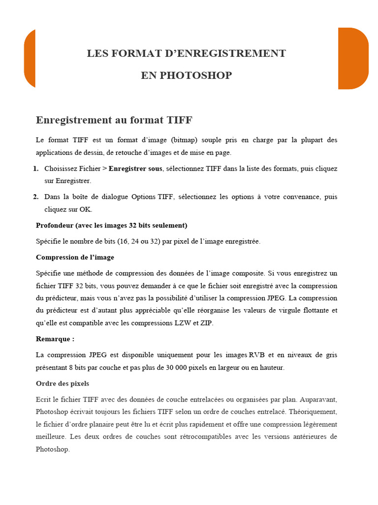 Formats d'enregistrement dans Photoshop | PDF | Compression de données ...