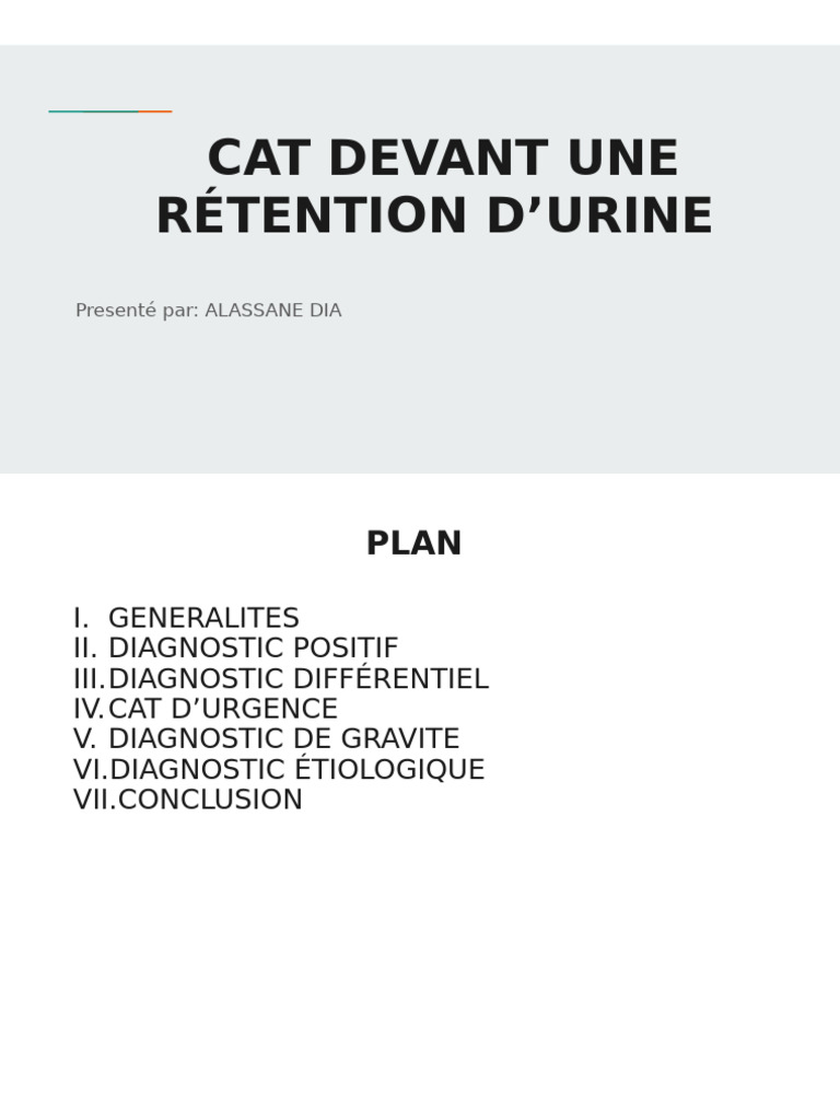 Gestion de la Rétention Urinaire Aiguë | PDF | Système génito-urinaire ...