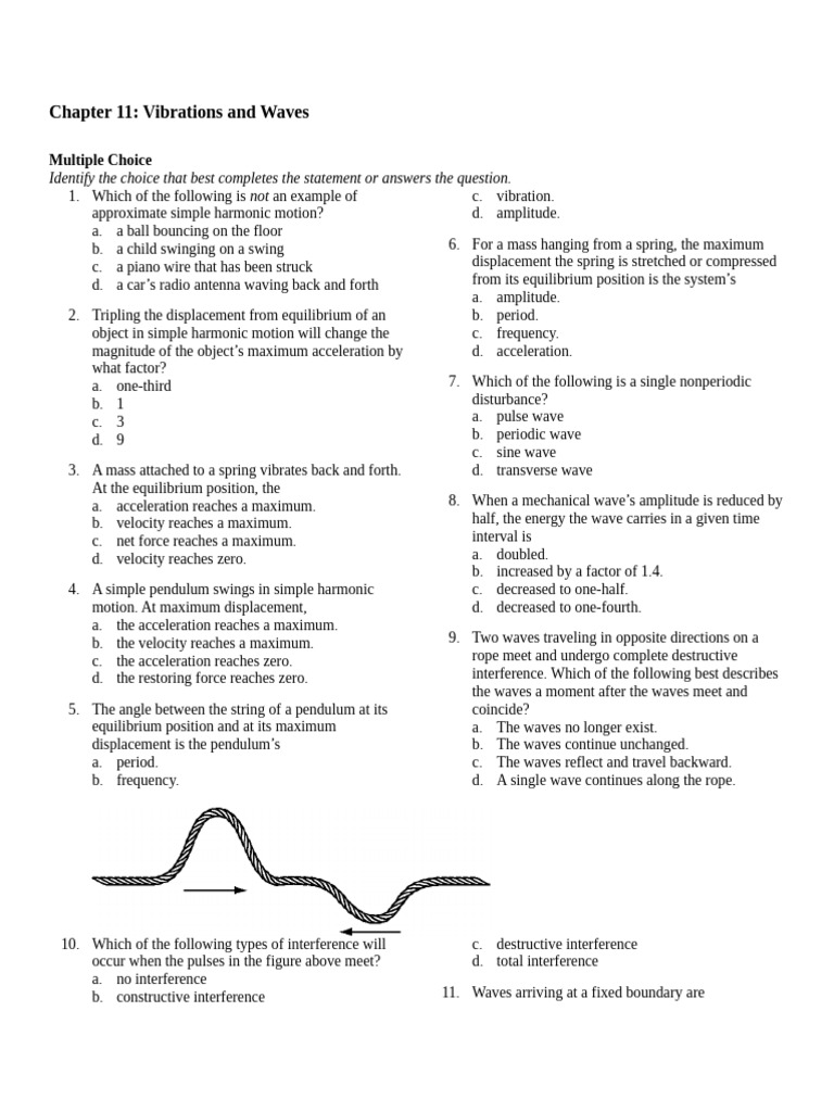 Chapter 11 - Vibrations and Waves Test 12-13 | PDF | Waves | Oscillation
