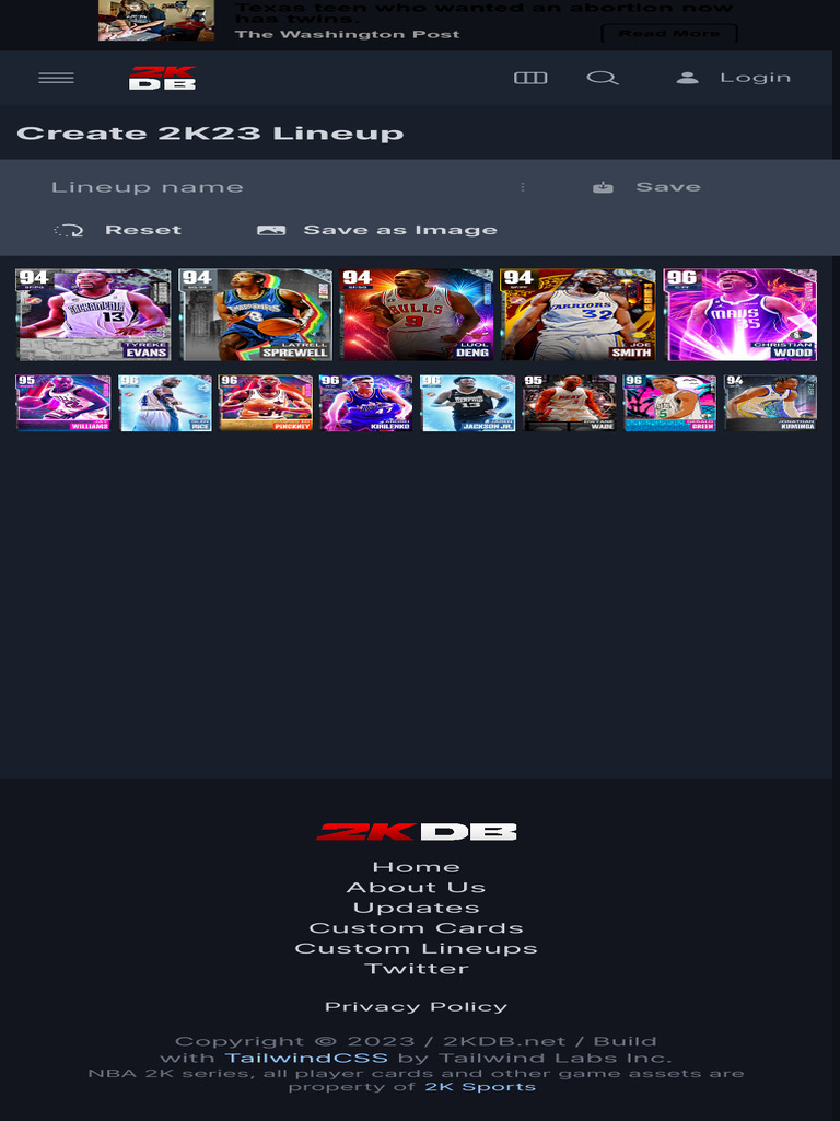 NBA 2K23 2KDB Lineup Creator | PDF