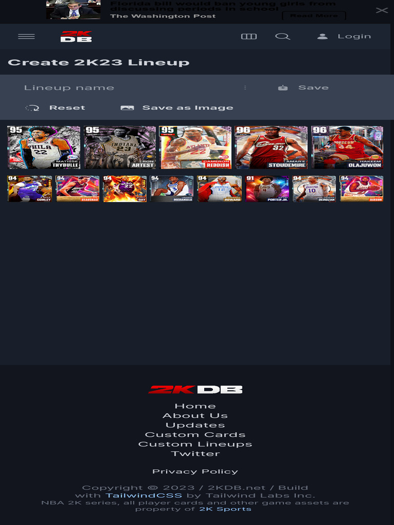 NBA 2K23 2KDB Lineup Creator 2 | PDF