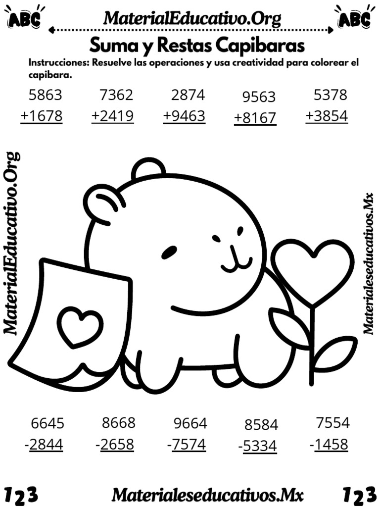 Capibara: Matemáticas para Colorear | PDF