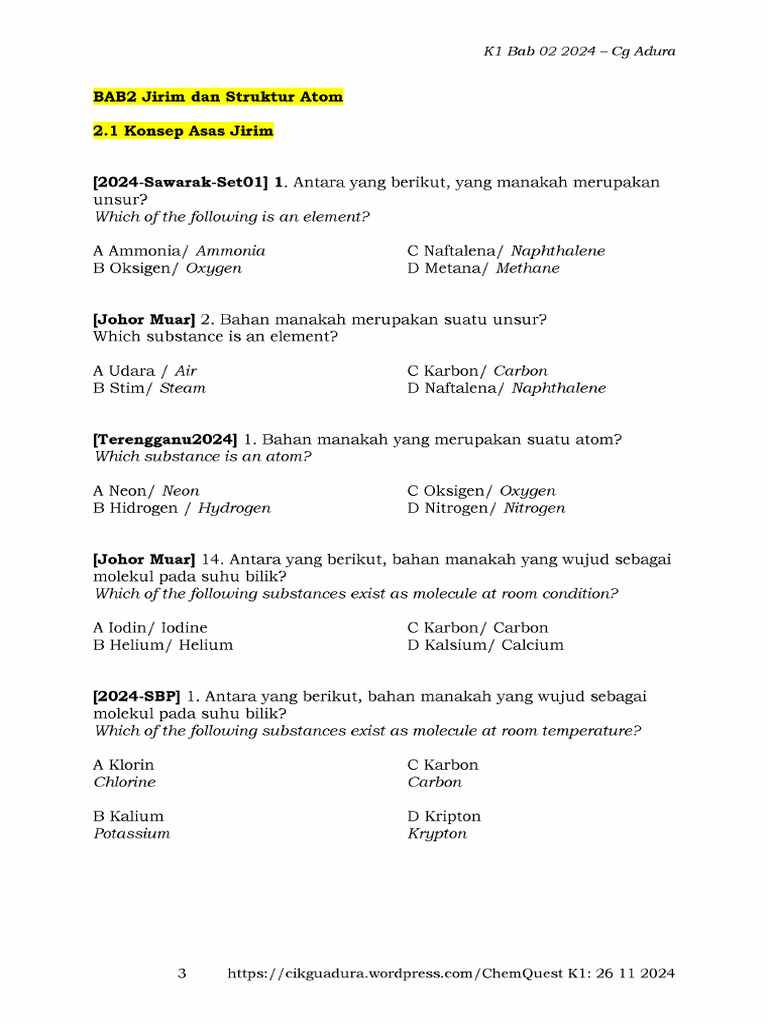 CHEM CHPT2 EXER | PDF