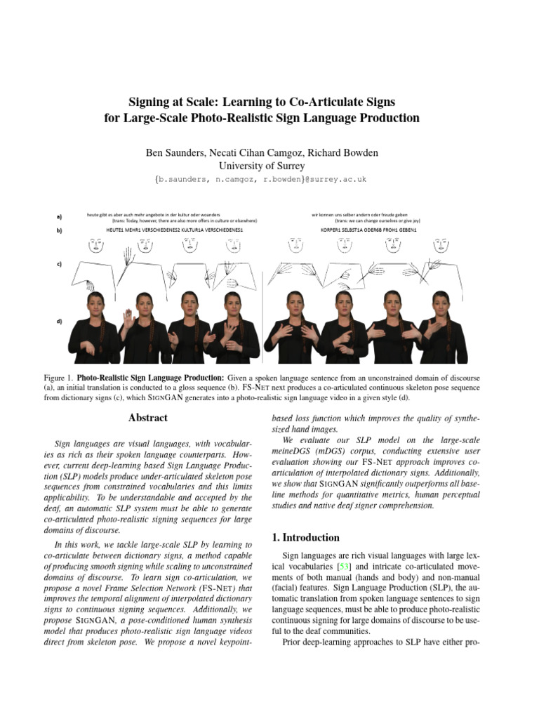CVPR 2022 - Signing at Scale - Learning To Co-Articulate Signs For ...