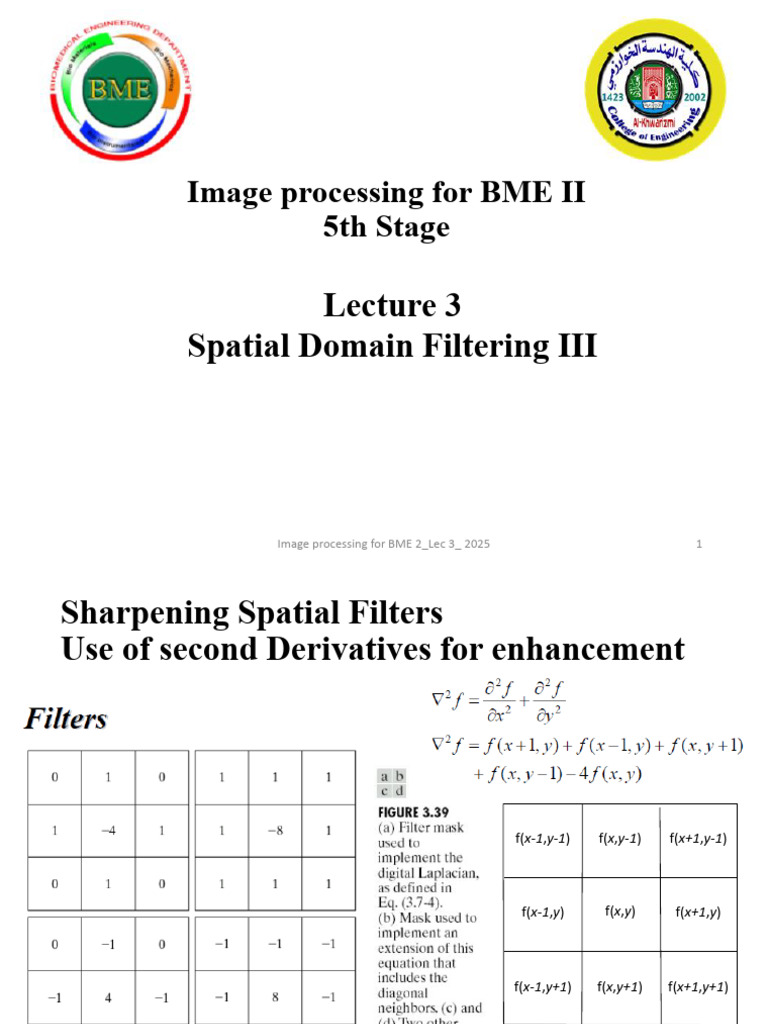 Lec.3 - Spatial Domain Filtering III | PDF | Vision | Image Processing