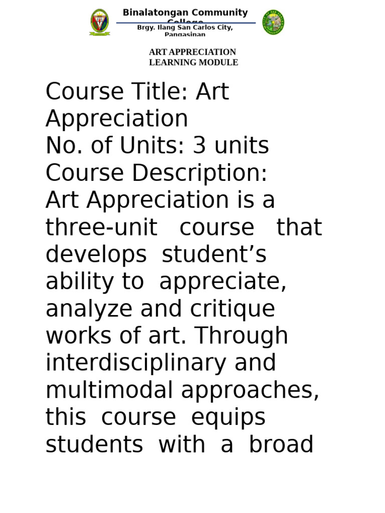 Art Appreciation Module Revised 2024 2025 | PDF | Drawing | Camera
