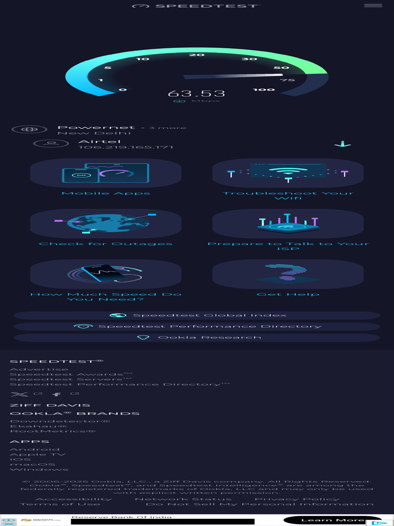 Speedtest by Ookla - The Global Broadband Speed Test | PDF
