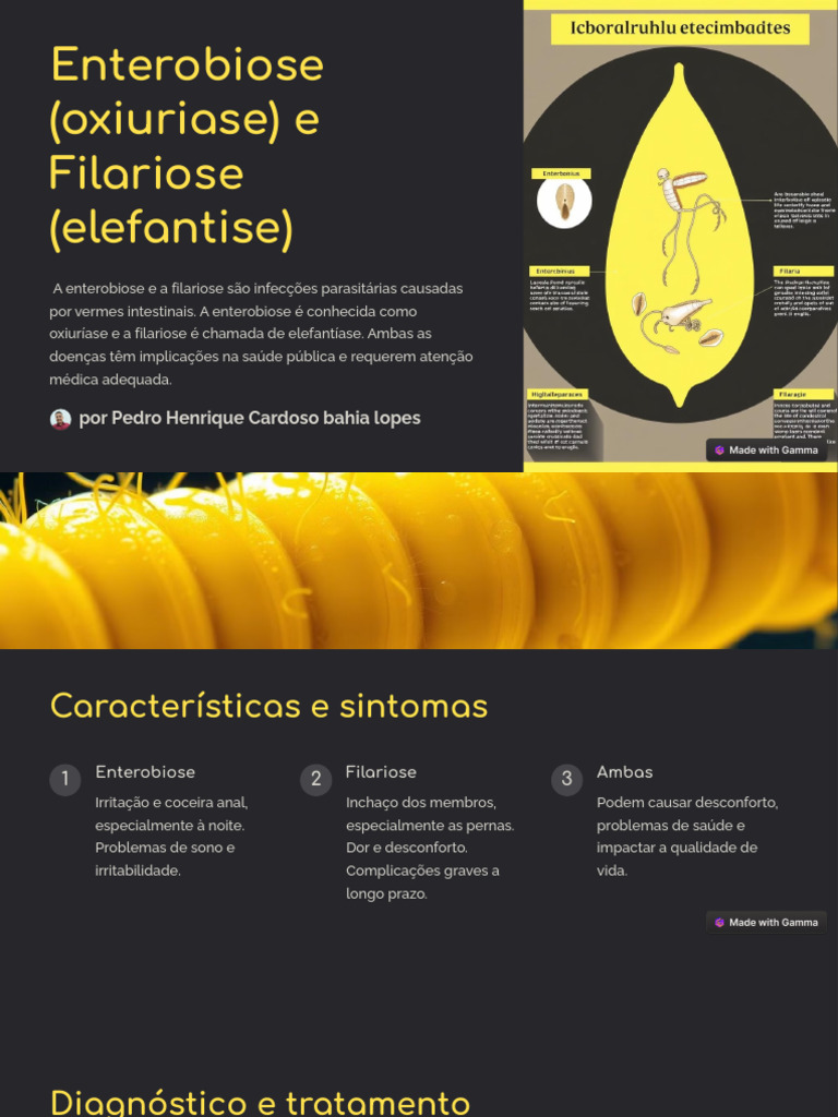Enterobiose Oxiuriase e Filariose Elefantise | PDF