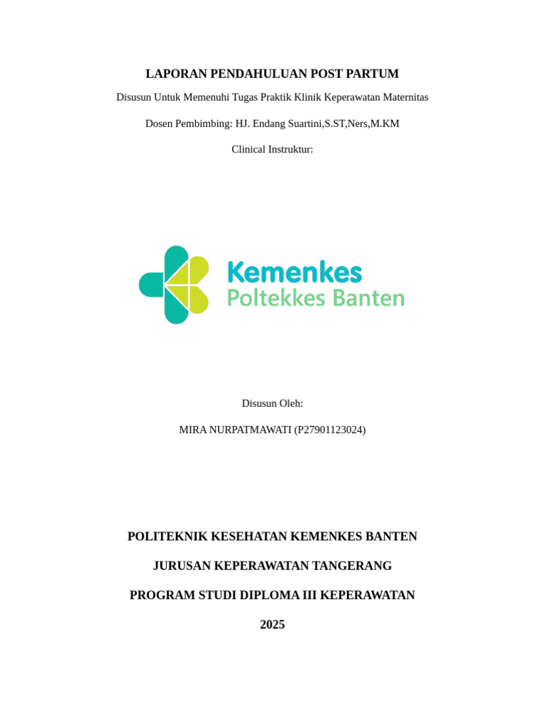 LAPORAN PENDAHULUAN POST PARTUM 2 | PDF