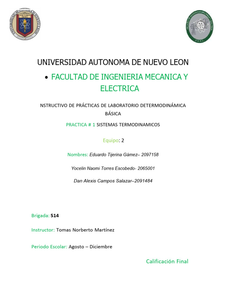 Termo Lab Eqp 2 Prac 1 | PDF | Calor | Sistema