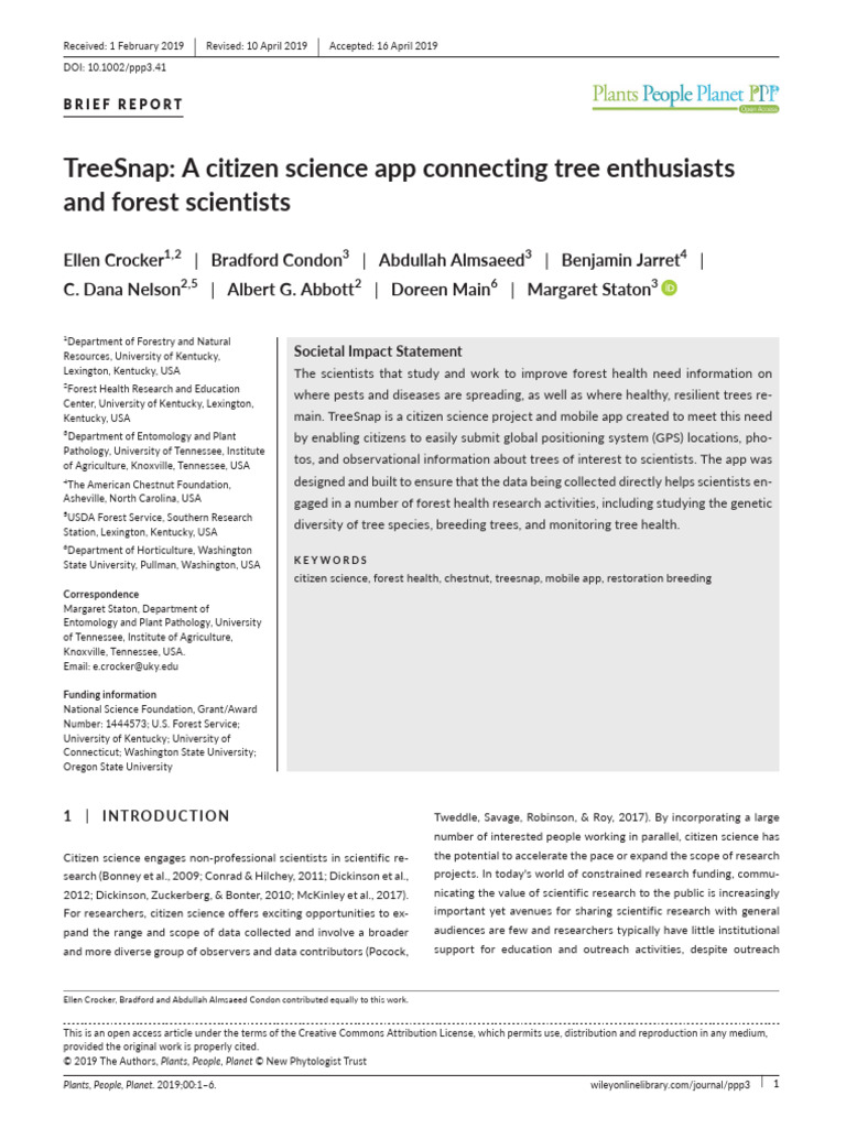 TreeSnap A Citizen Science App Connecting Tree Ent | PDF | Mobile App