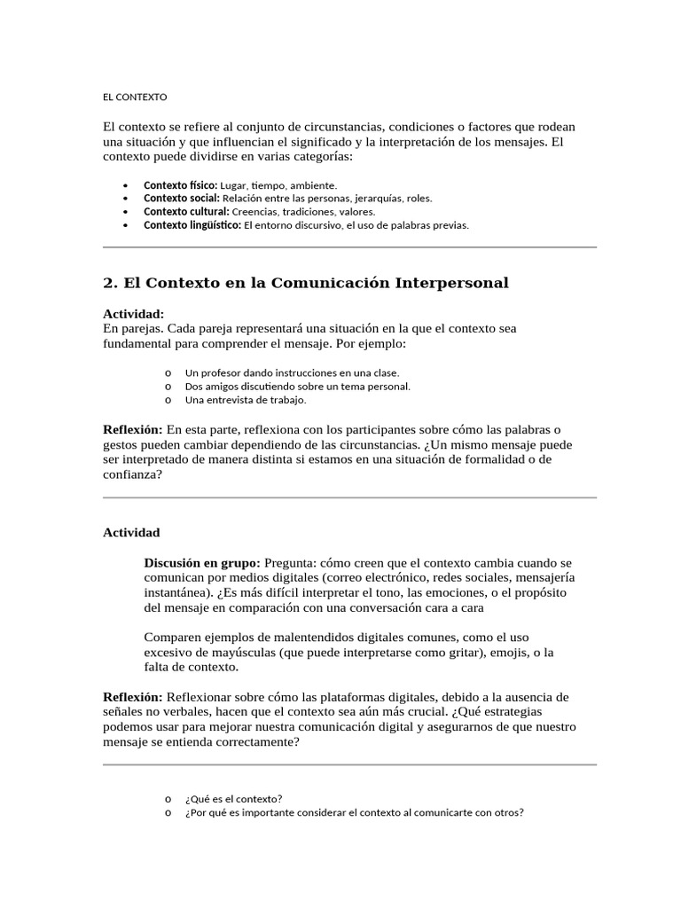 Importancia del Contexto en Comunicación | PDF