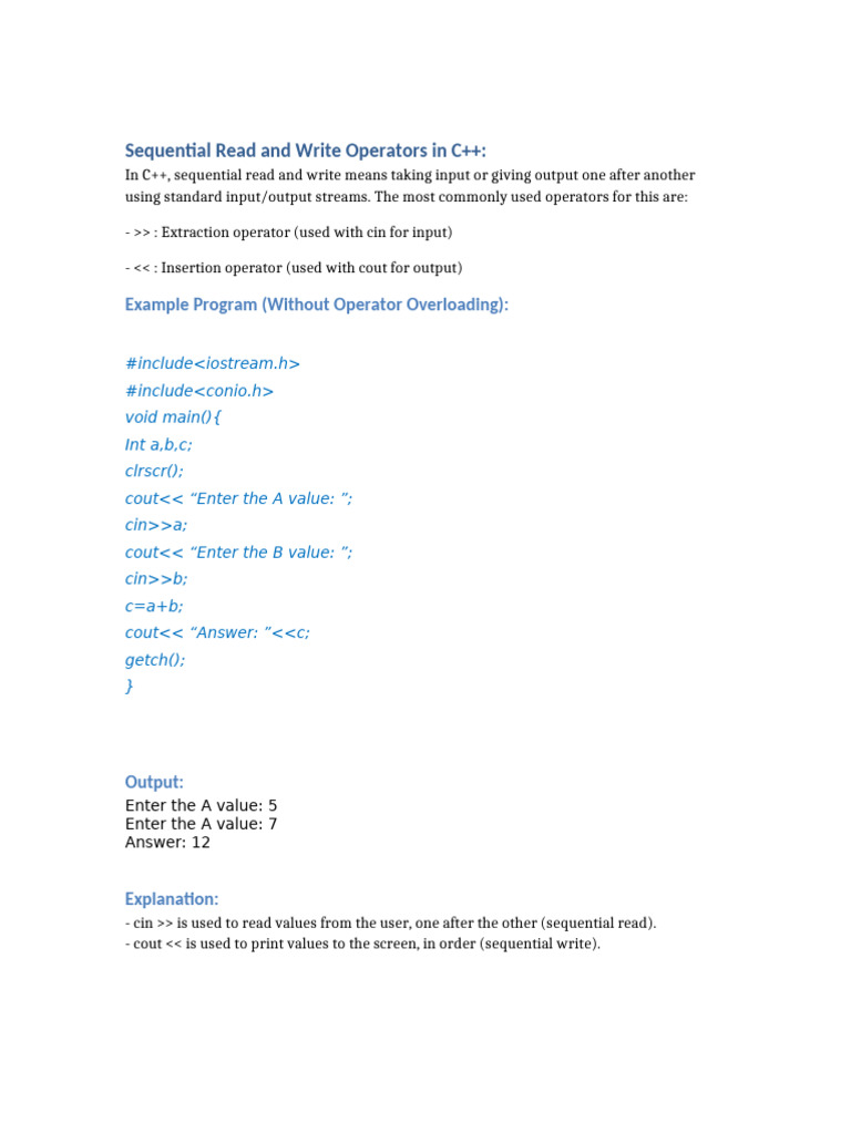 Sequential - Read - Write in CPP | PDF