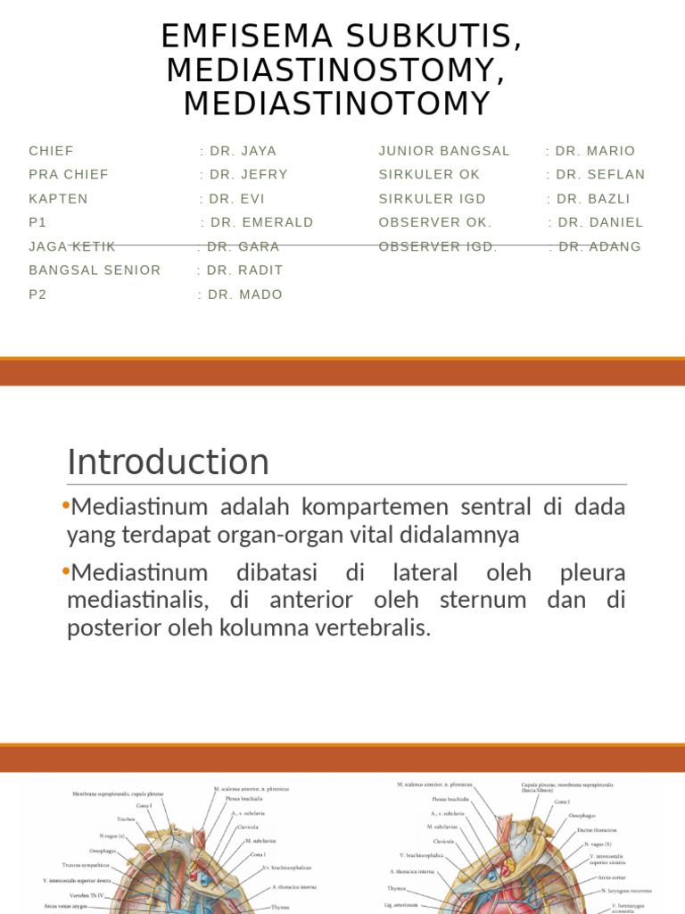 Emfisema Subkutis, Mediastinostomy, Mediastinotomy | PDF