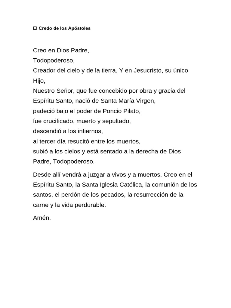 El Credo de Los Apóstoles | PDF