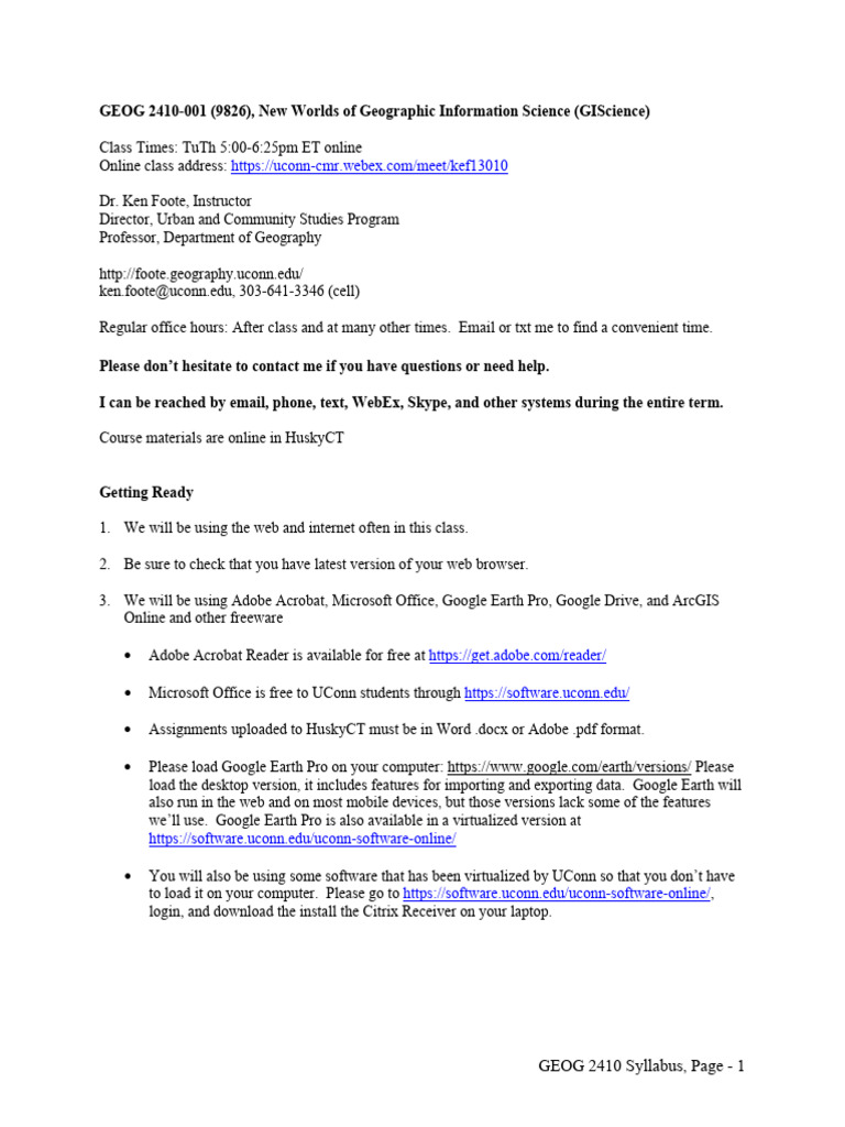 GEOG2410 Syllabus and Schedule Spring 2022 | PDF | Geographic Information System | Computing