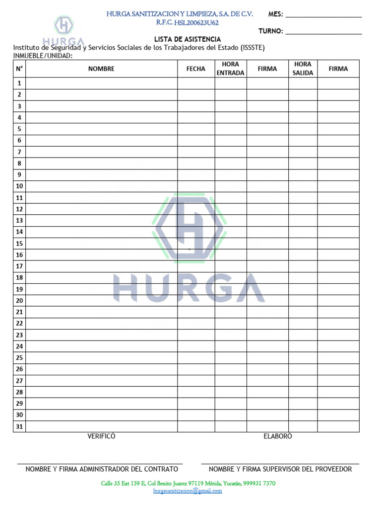 Lista de Asistencia ISSSTE HURGA | PDF