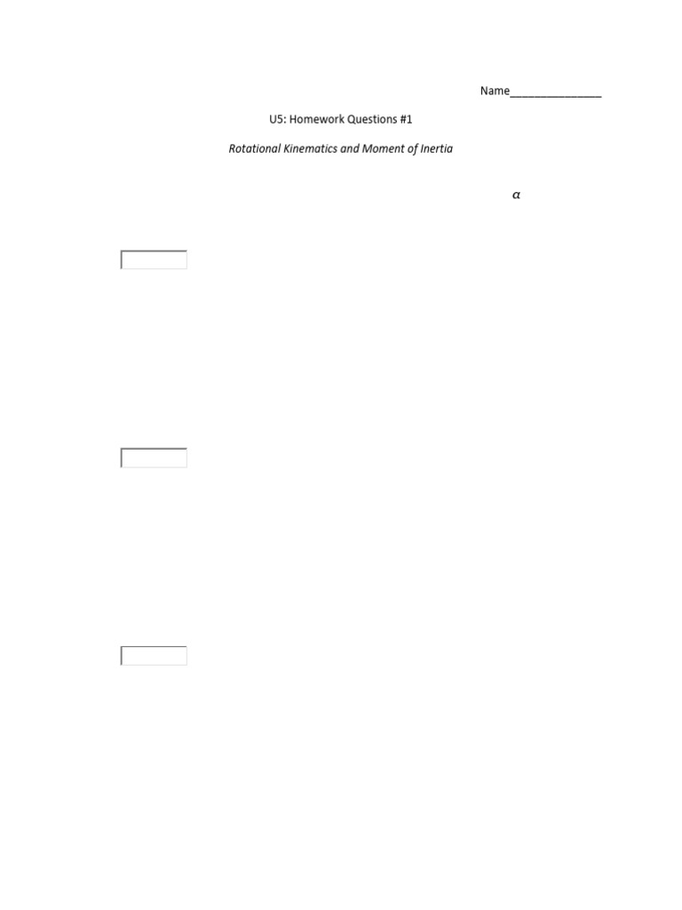 Worksheet 1 Rotational Kinematics and Moment of Inertia | PDF