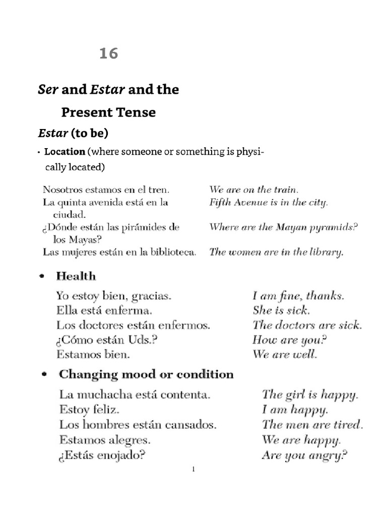 16 Ser and Estar and The Present Tense | PDF