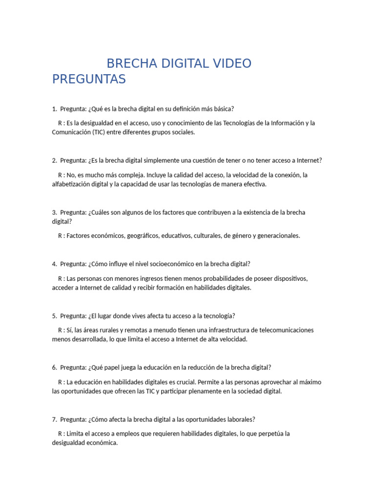 Ejemplos de Brecha Digital | PDF | Tecnología de información y comunicaciones | Internet