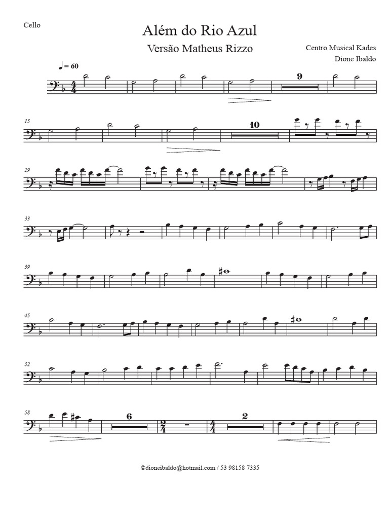 Além do Rio Azul - Cello Sheet Music | PDF