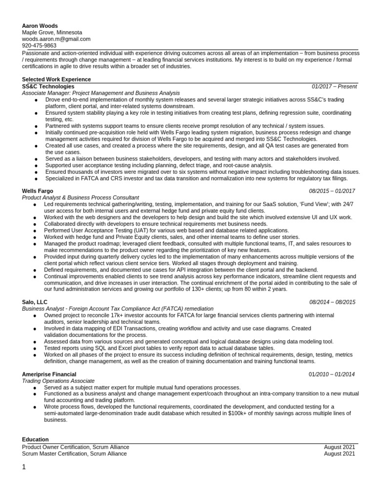 Aaron Woods Resume 11.15.22 | PDF | Databases | Computing