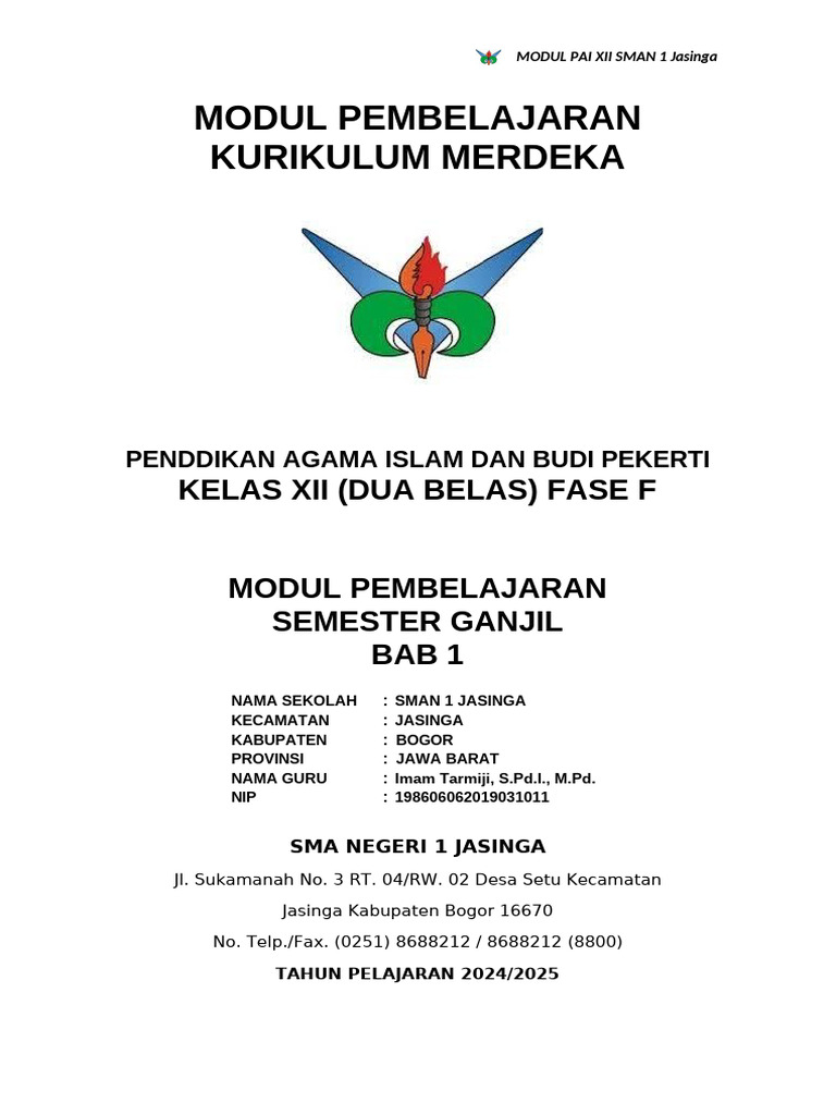 Modul PAI Kelas XII SMAN 1 Jasinga | PDF