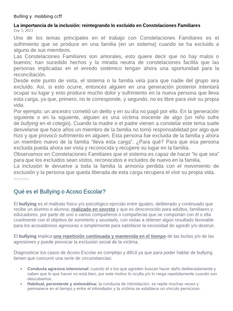 Bulling y Mobbing CCFF | PDF | Las emociones | Violencia