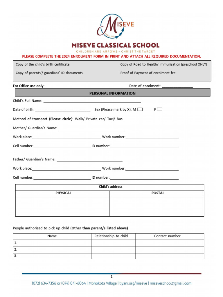 2024 School Enrolment Form and Fees | PDF | Tuition Payments
