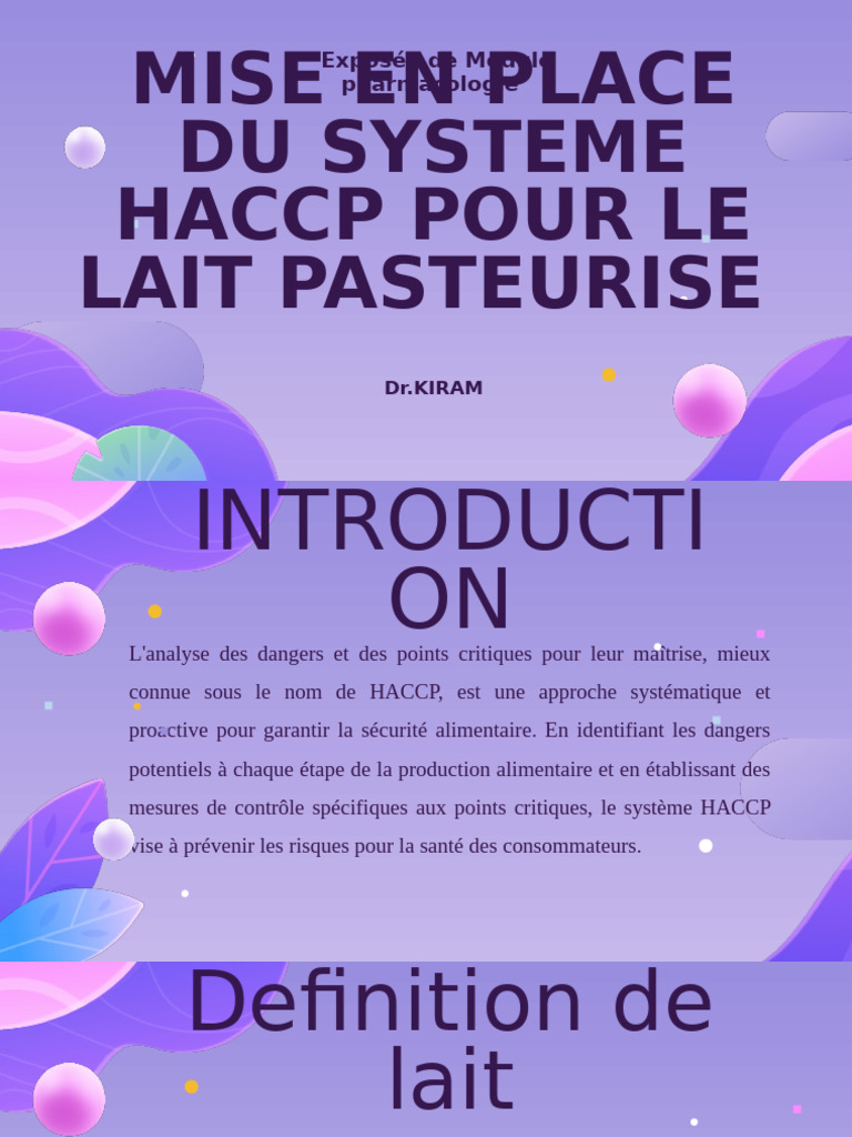 HACCP pour le Lait Pasteurisé | PDF | Lait | Analyse des dangers et ...