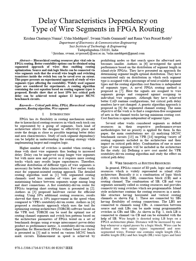 Delay Characteristics Dependency On Type of Wire Segments in FPGA ...