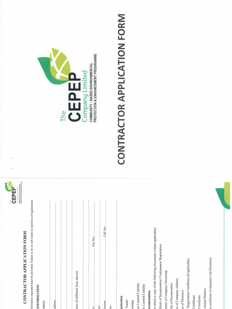 Contractor Application Form | PDF
