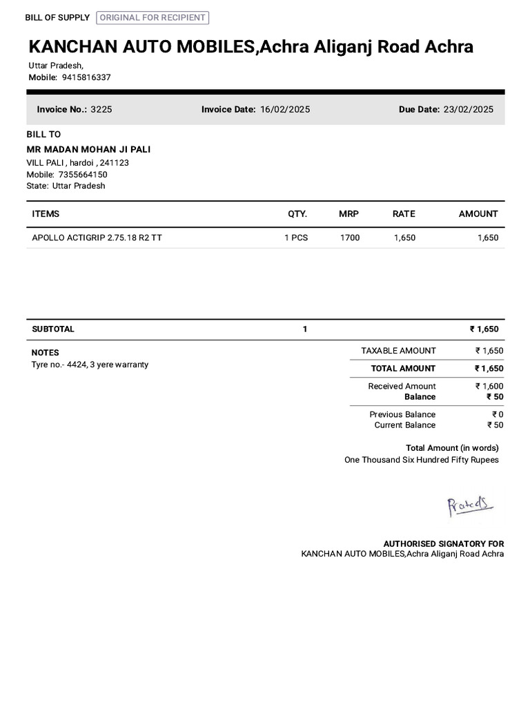 Mr Madan Mohan Ji Pali Sales Invoice 3225 (1) | PDF