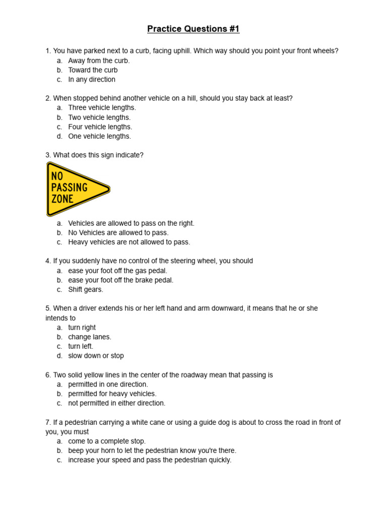 SCDMV Permit Test Practice-2 | PDF | Traffic | Intersection (Road)