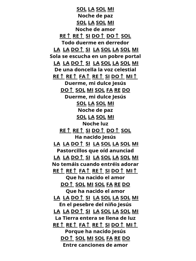 SOL LA SOL MI Noche de Paz SOL LA SOL MI Noche de Amor RE RE SI DO DO ...